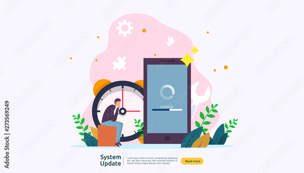Operation System Update Progress Concept Data Synchronize Process And Installation Program
