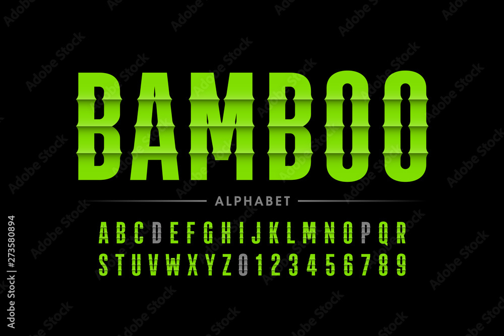 Bamboo style font design, alphabet letters and numbers Stock Vector ...