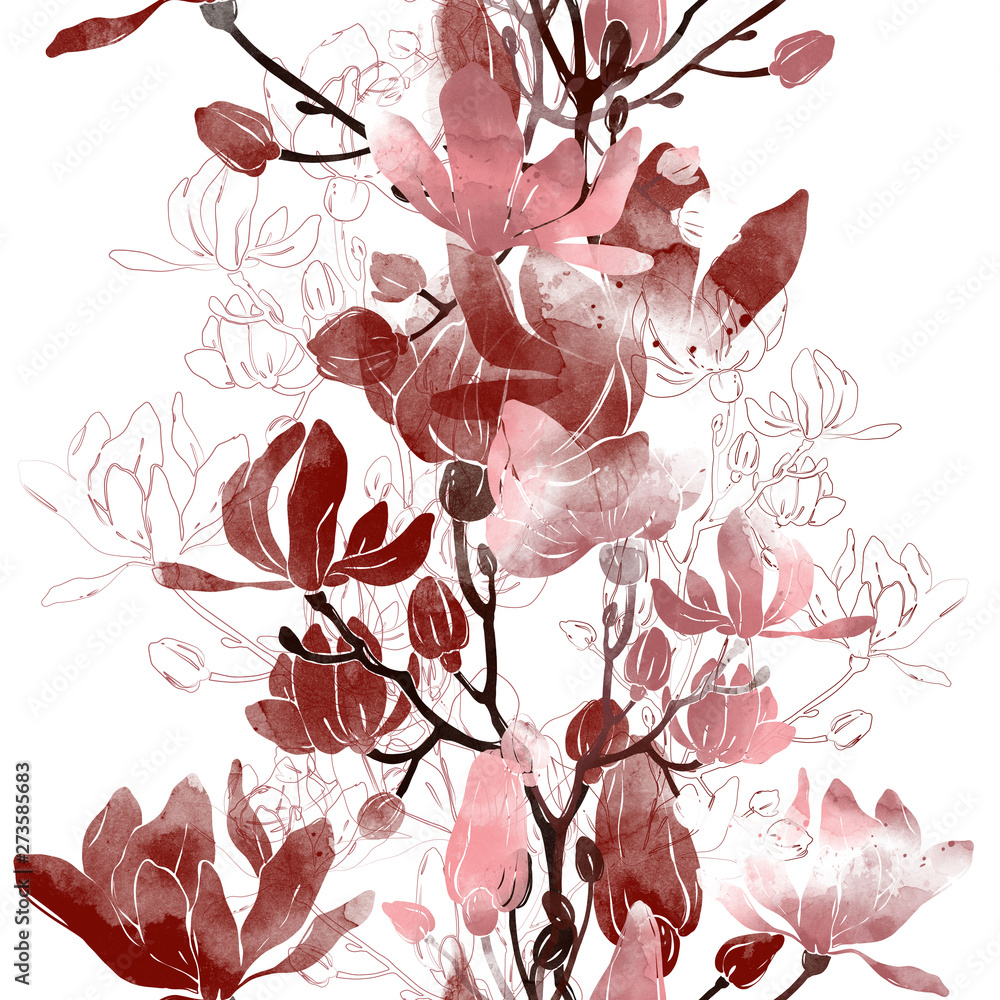 imprints southern spring flowers and their contours mix repeat seamless ...