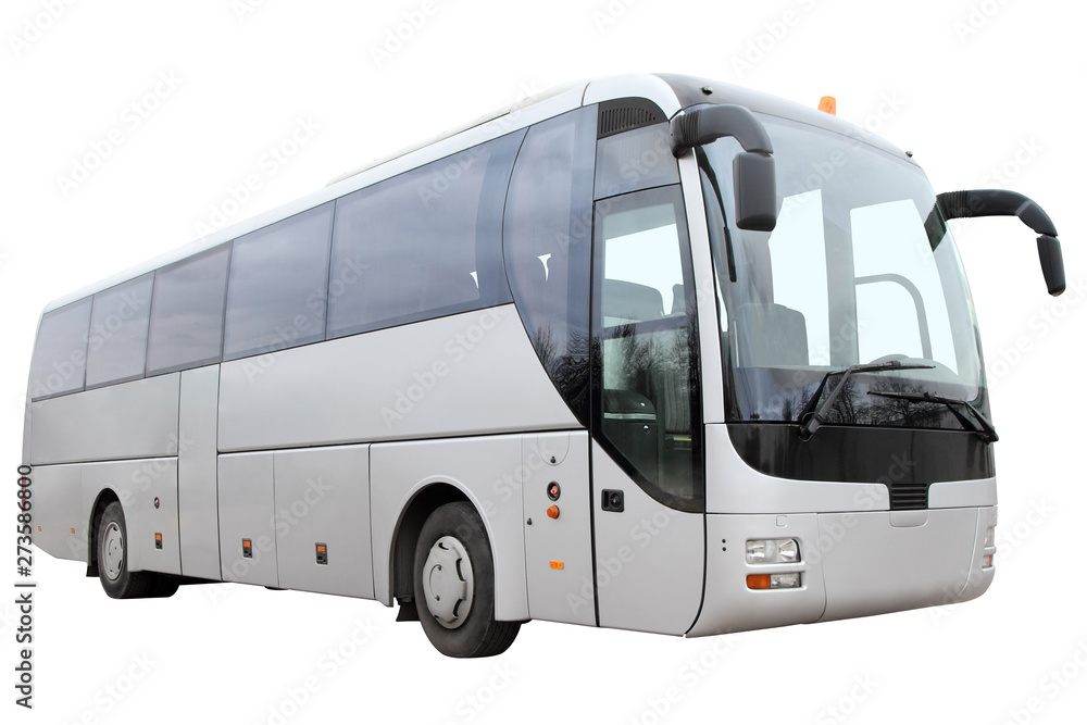 Modern tourist bus on white background. Stock Photo | Adobe Stock