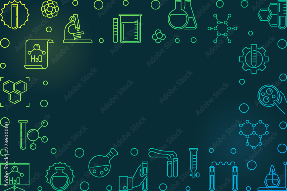 Chemistry Science colored horizontal frame - vector illustration made ...