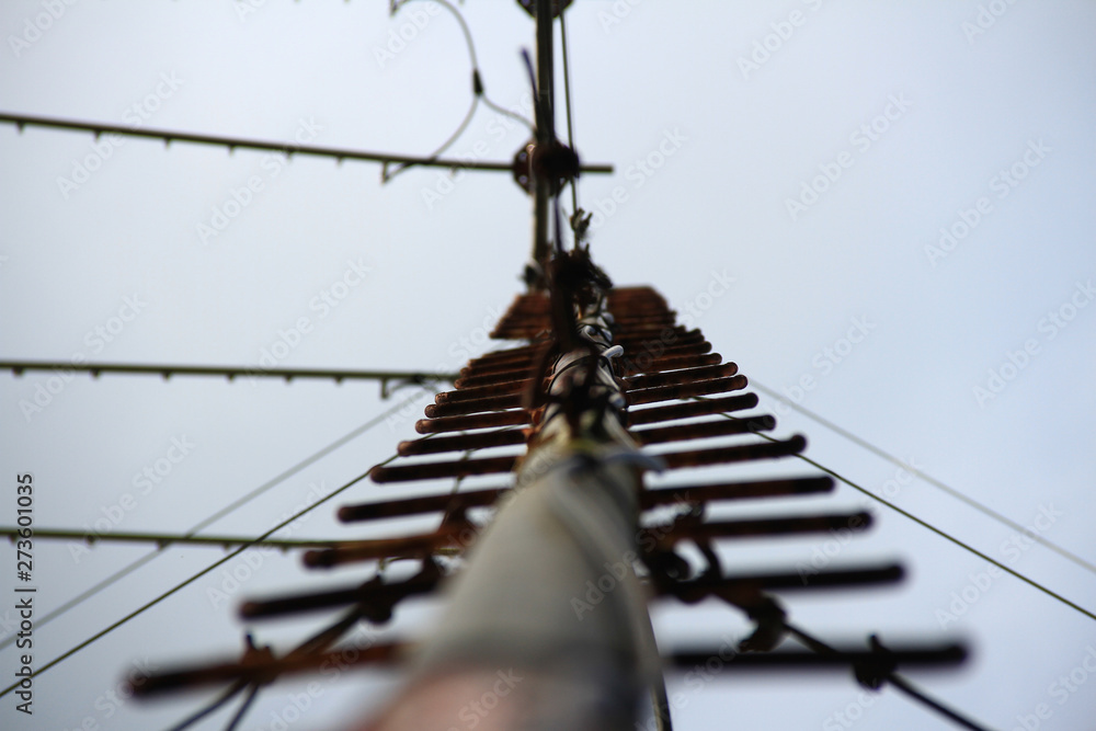 Staircase for maintenace and Small radio signal tower ...