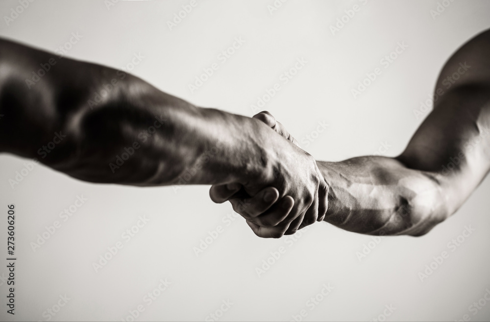 Two hands, isolated arm, helping hand of a friend. Handshake, arms ...