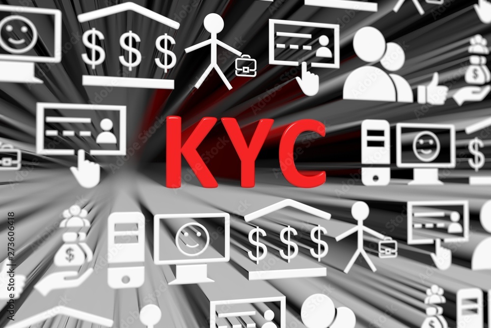 KYC concept blurred background 3d render illustration Stock ...