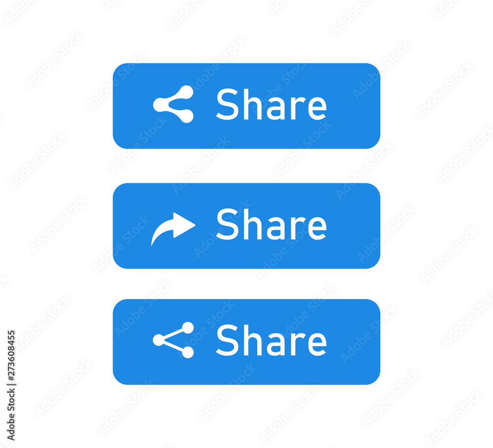 Blue share button isolated on white background. Internet technology symbos. Stock Vector | Adobe ...