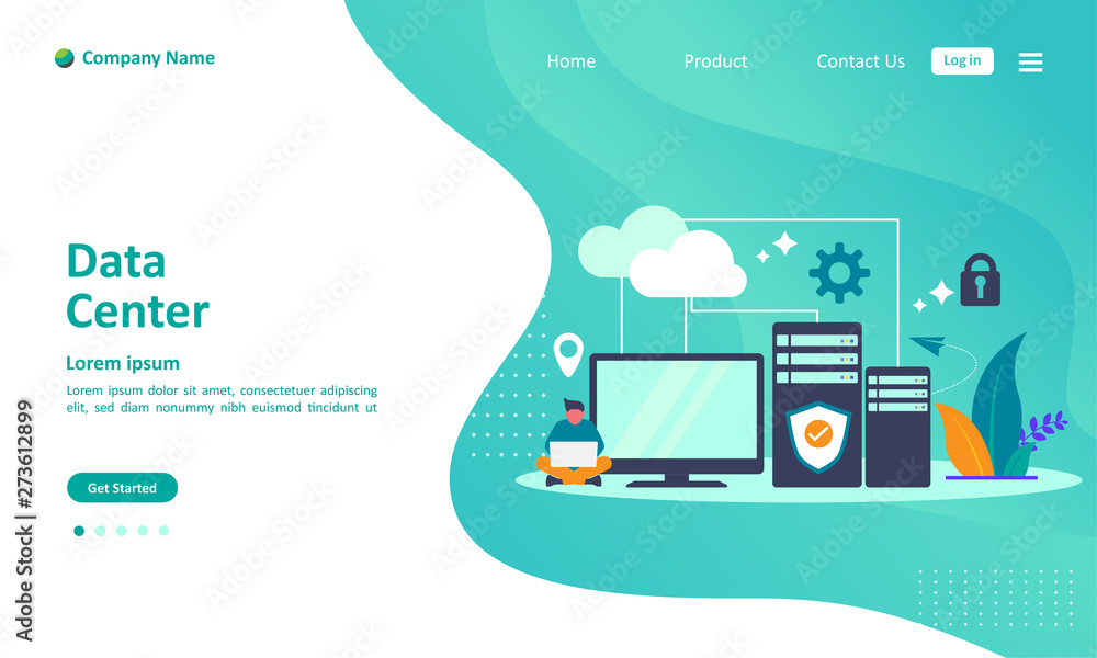 Data Center concept, cloud Computer Connection to server center with ...