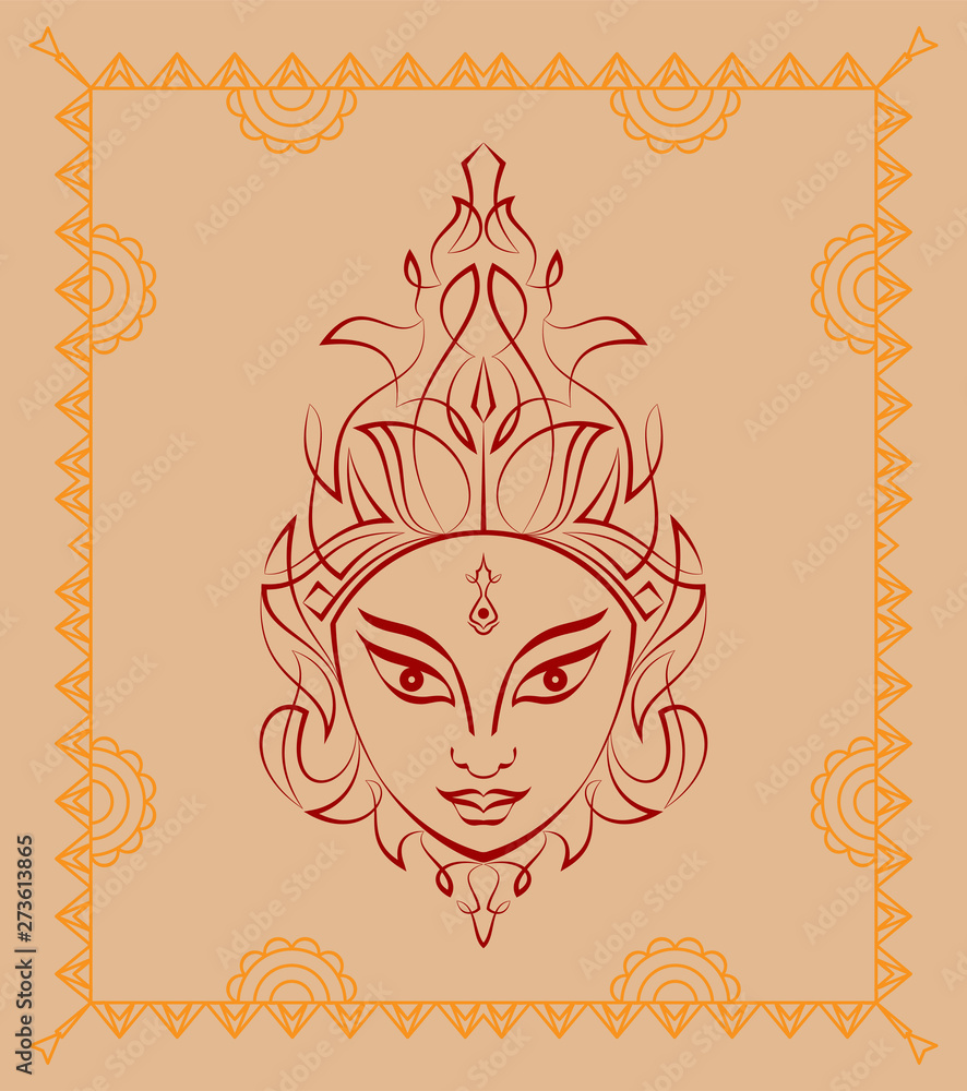 Durga Goddess Of Power, Divine Mother Of The Universe Design Stock ...