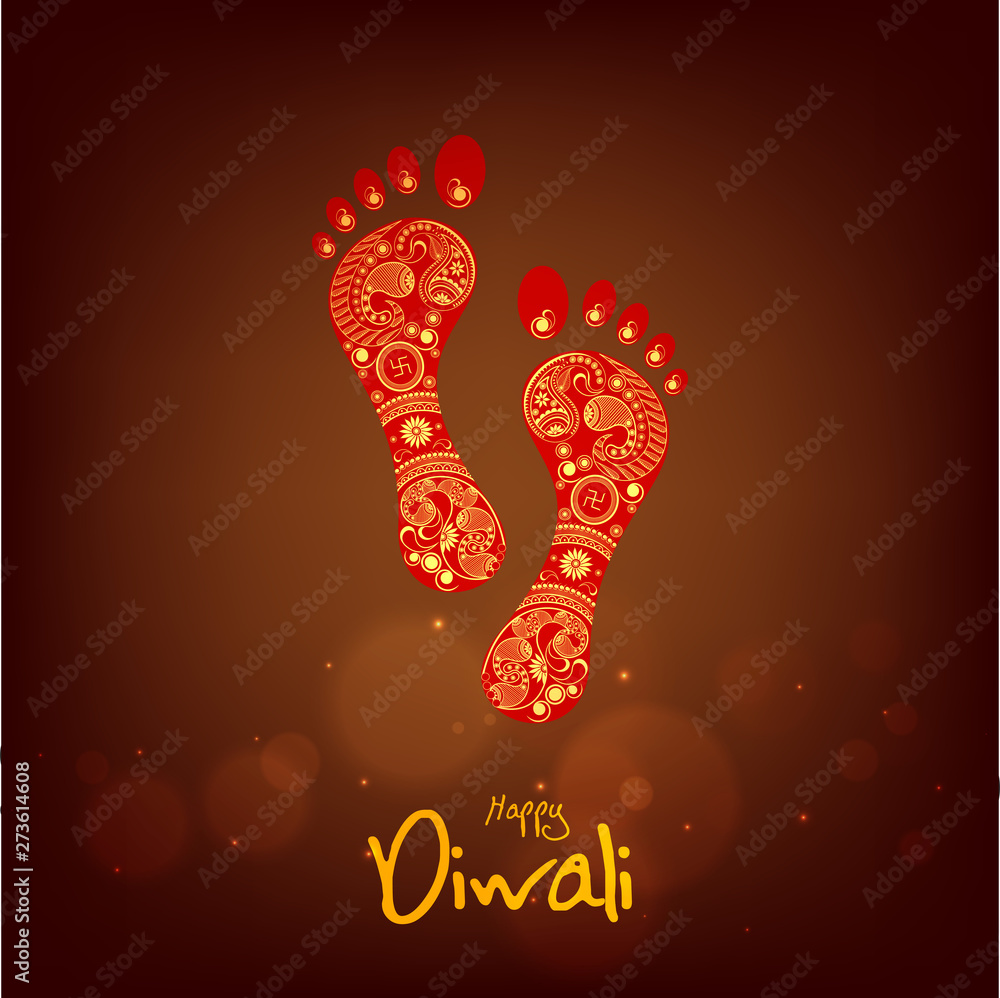 Diwali celeberations with footprints of Goddess Laxmi. Stock Vector ...