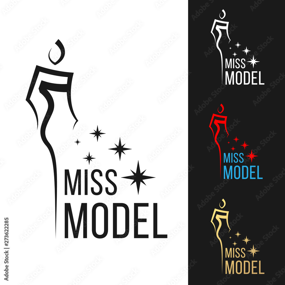 miss model logo sign with line sharp woman modern style and star vector ...