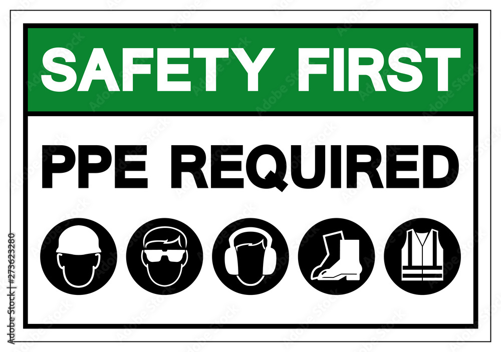 Vetor de Safety First PPE Required Symbol Sign, Vector Illustration ...