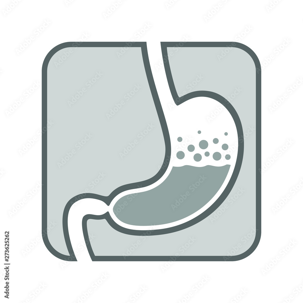 Stomach icon. Stomach gas, gastric acid. Isolated medical symbol on ...