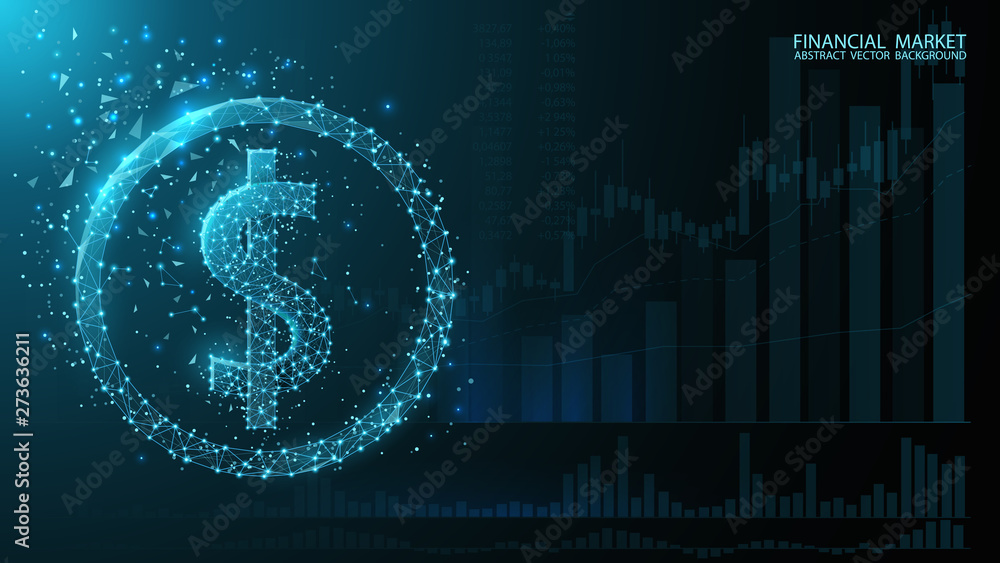 Digital dollar icon. Currency American dollar. Exchange. Charts ...