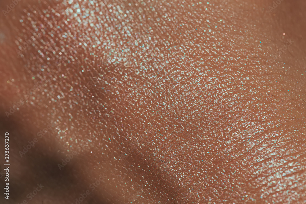 texture of human skin with liquid highlighter swatch Stock Photo ...