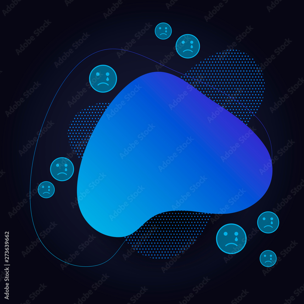 Vector fluid emotion banner template. Colorful abstract cian to blue ...