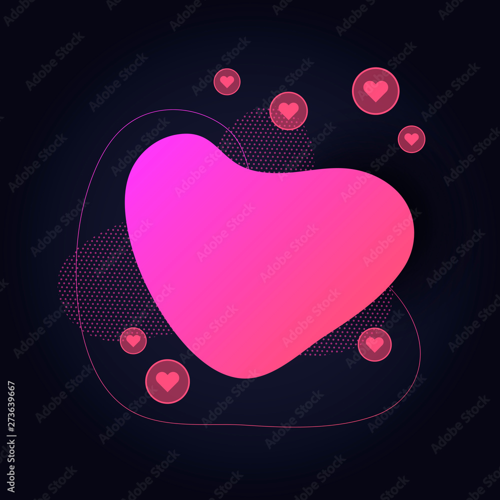 Vector fluid emotion banner template. Colorful abstract pink to red ...