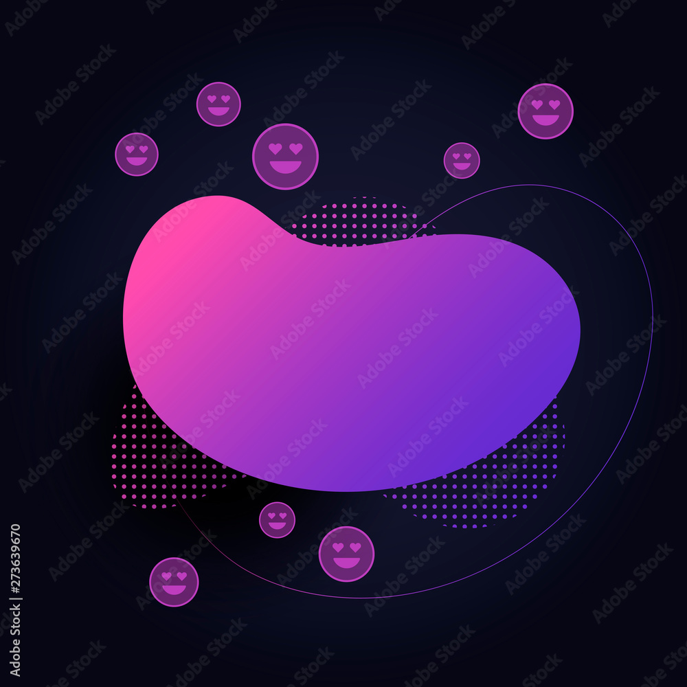 Vector fluid emotion banner template. Colorful abstract pink to violet ...