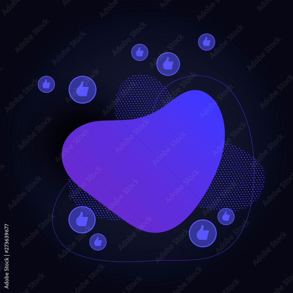 Vector fluid emotion banner template. Colorful abstract violet to blue ...