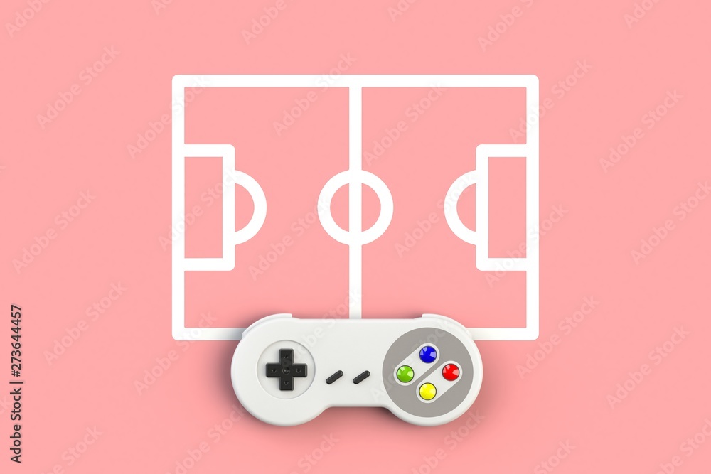 Video game console GamePad. Gaming concept. Top view retro joystick ...