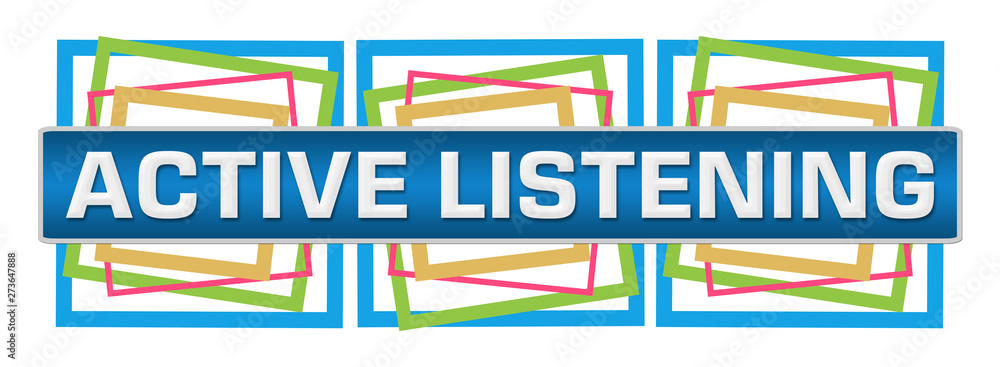 Active Listening Colorful Squares Blue Box Stock Illustration | Adobe Stock