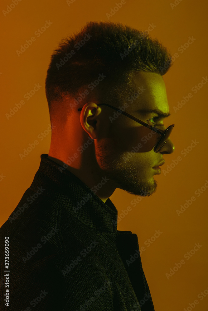 Muscle strong face beautiful stripped male model in casual look with ...