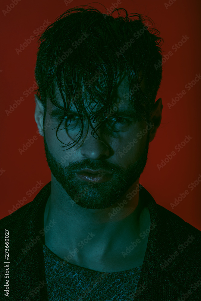 Muscle strong face beautiful stripped male model in casual look with ...