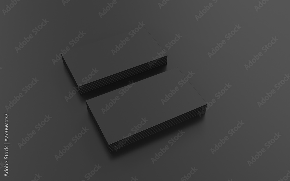3d rendering luxury black business card on black background mockup ...