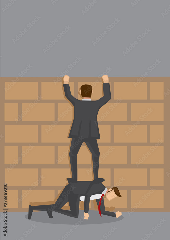 Climbing Over Wall Vector Cartoon Illustration Stock Vector | Adobe Stock