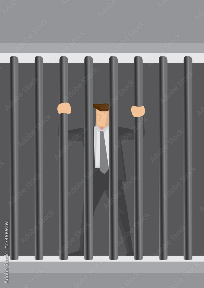 Businessman Behind Bars Vector Cartoon Illustration Stock Vector ...