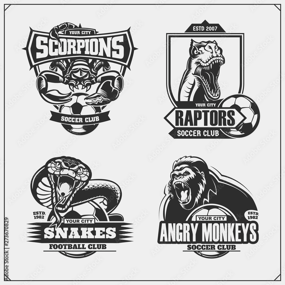 Set of vector football and soccer badges, labels and design elements ...