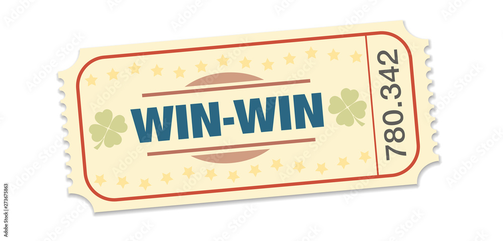 Winning ticket, raffle for win win situation. Single strip ticket with ...