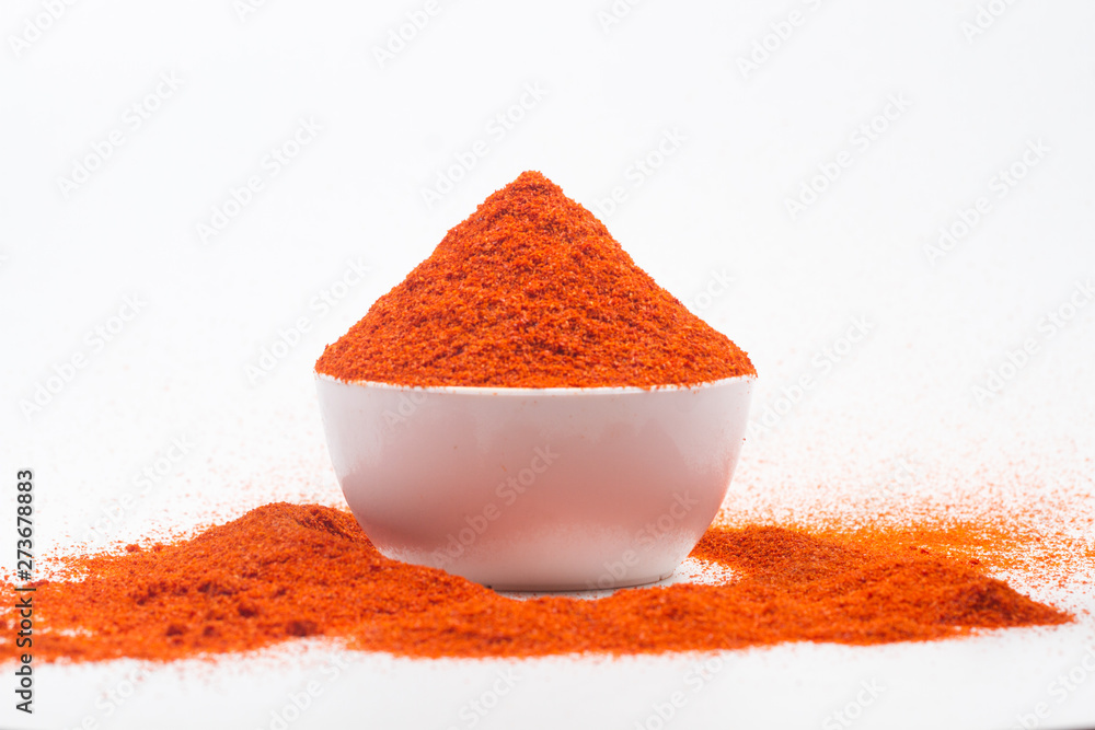 indian red chili powder isolated on white background Stock Photo ...