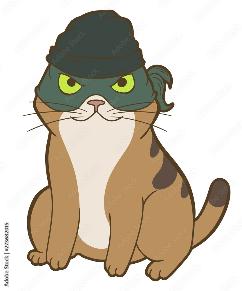 Cartoon cat bandit Stock Vector | Adobe Stock