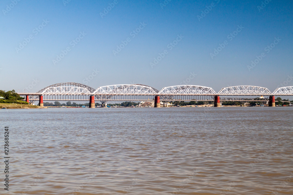 Ava (Inwa) and Sagaing (Yadanabon) bridges crossing Irrawady ...