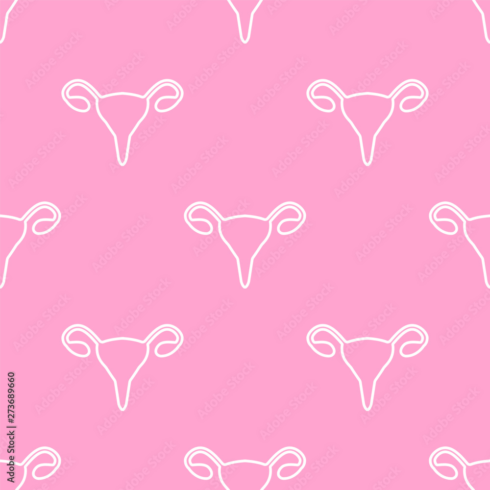 Medical awareness poster with seamless pattern of uterus symbols on ...