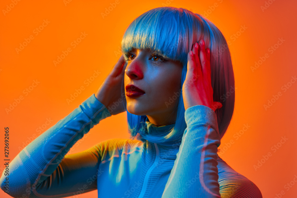 Futuristic woman reading minds Stock Photo | Adobe Stock