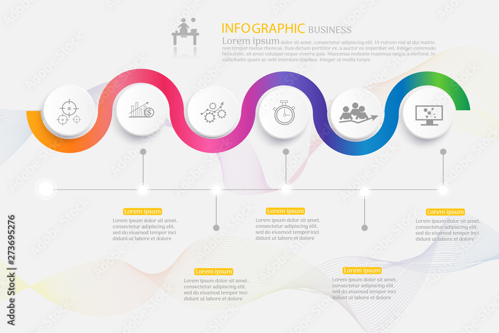 Design Business template 6 options or steps infographic chart element ...