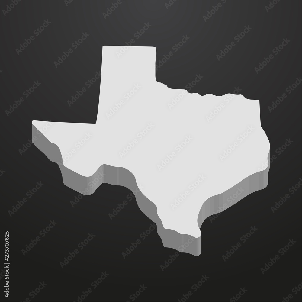 Texas State map in gray on a black background 3d Stock Illustration ...
