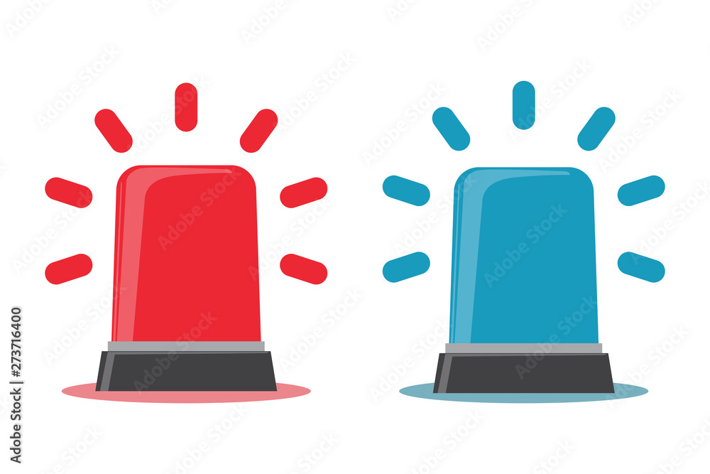 Red and blue flashing light cartoon for Police, ambulance, or ...