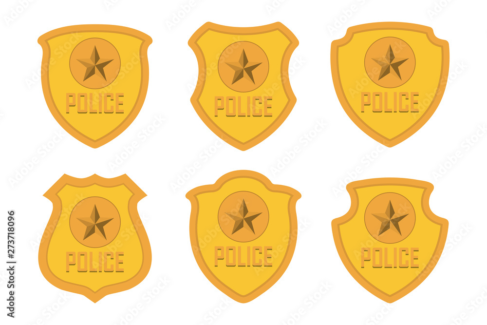 Gold Police Badge set isolated on white background Stock Illustration ...