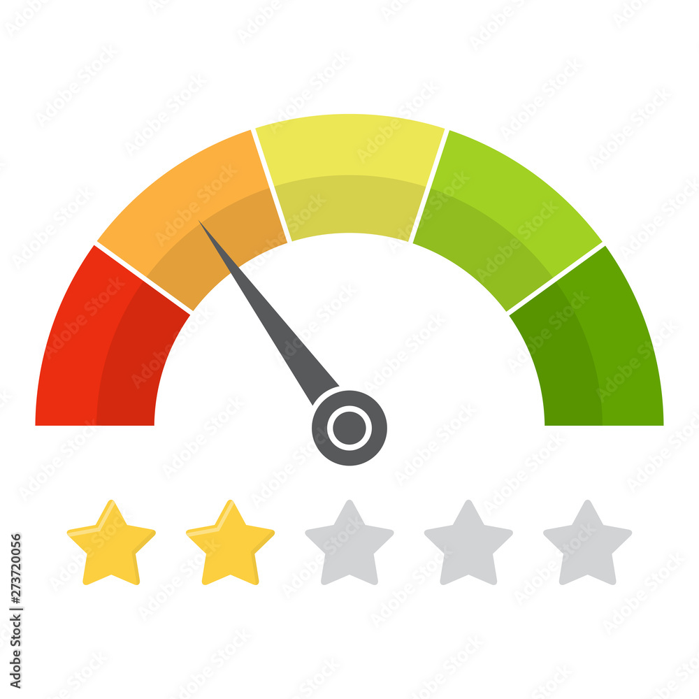 Customer satisfaction meter with star rating. Vector illustration Stock ...