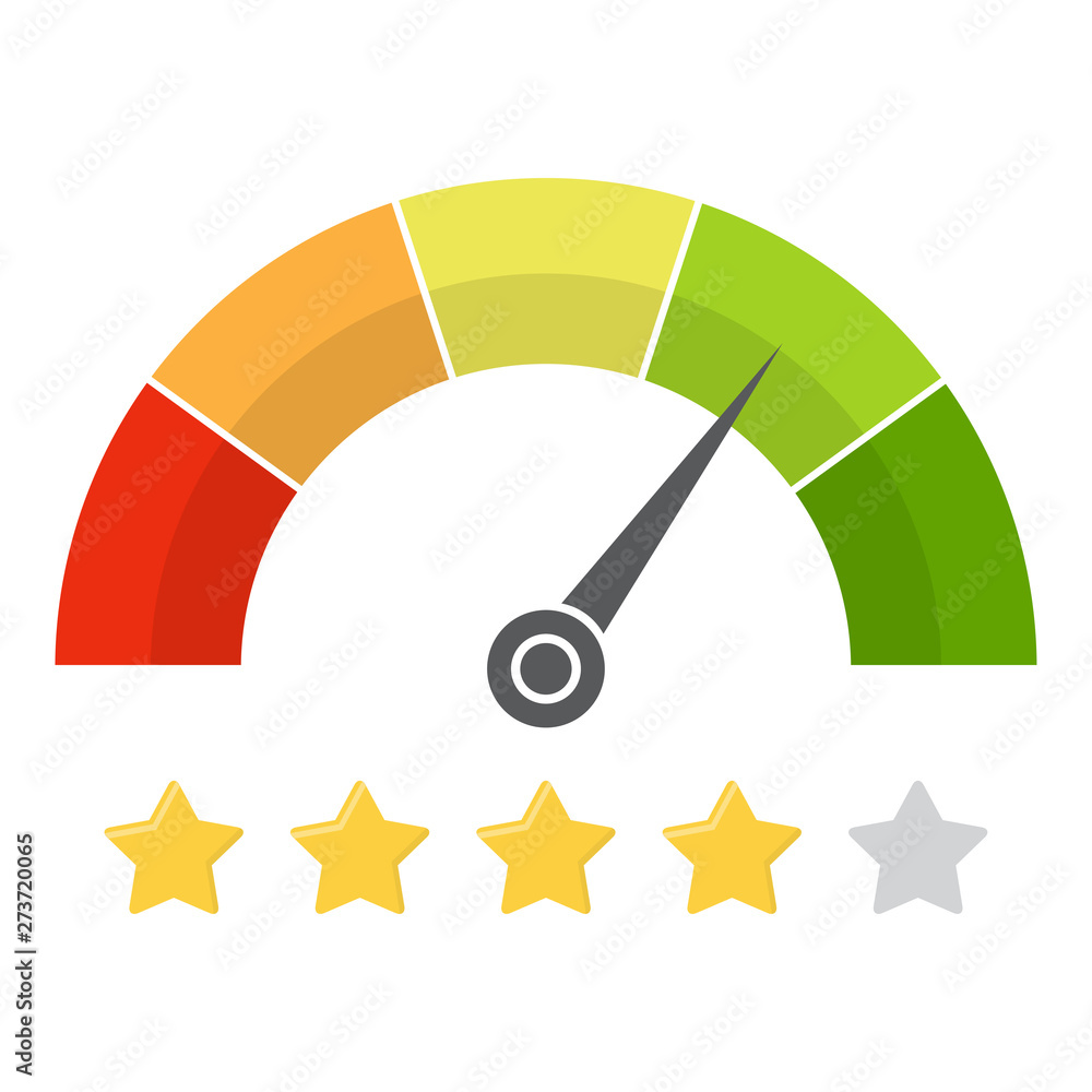 Customer satisfaction meter with star rating. Vector illustration Stock ...