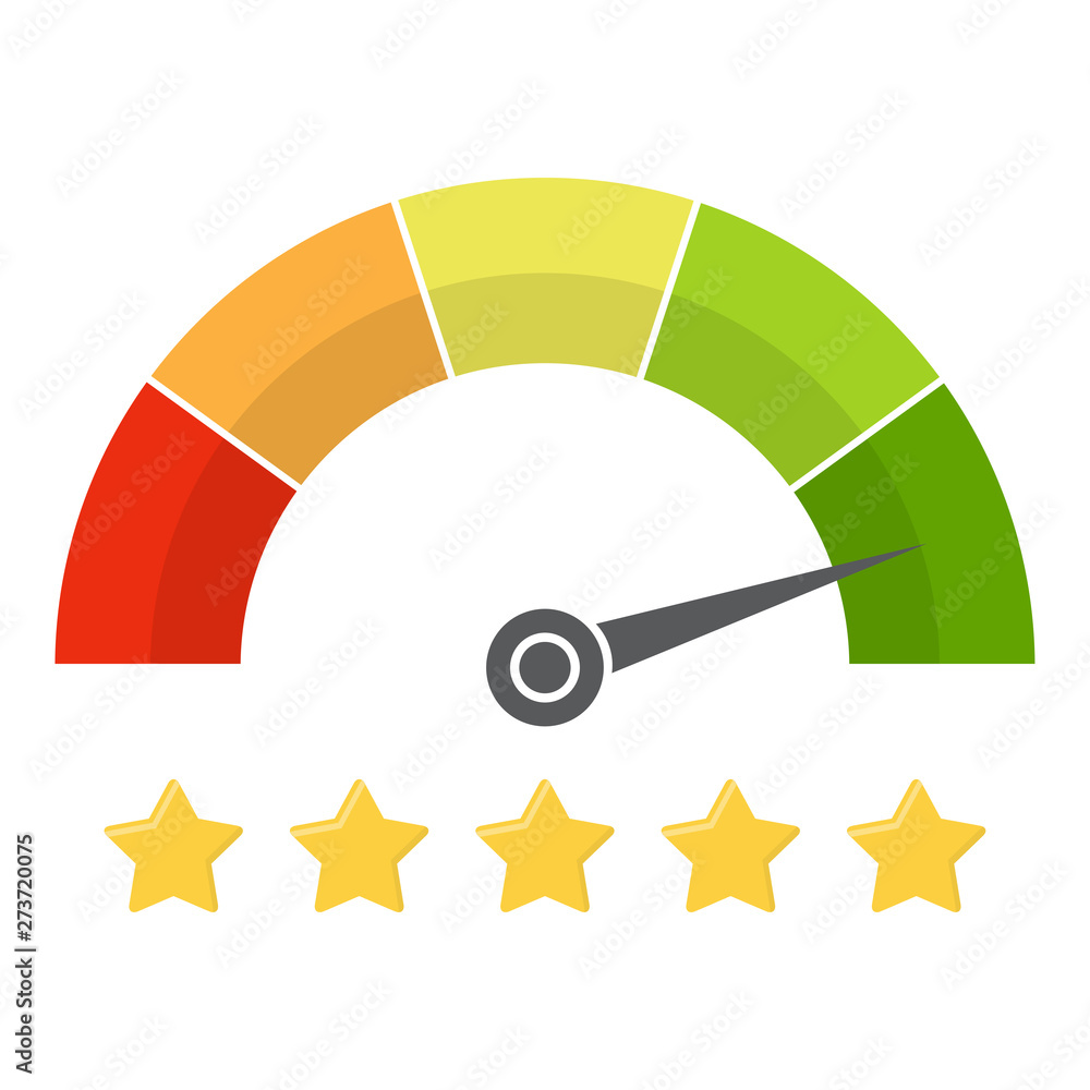 Customer satisfaction meter with star rating. Vector illustration Stock ...
