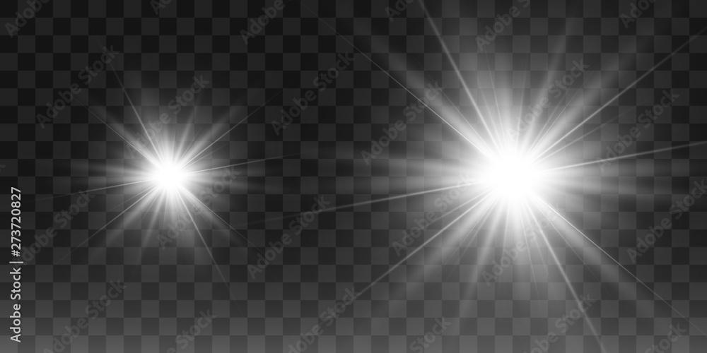 White beautiful light explodes with a transparent explosion. Vector ...