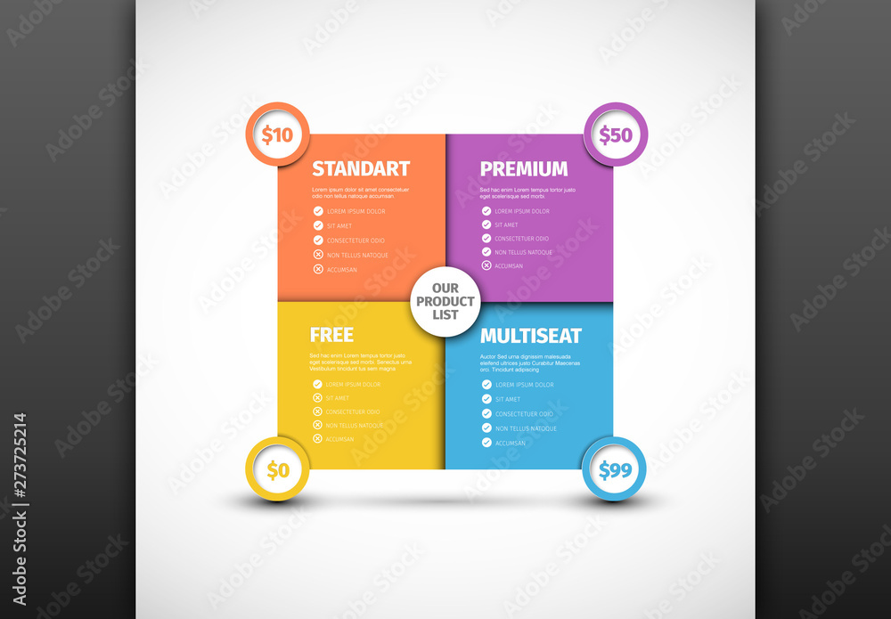 Colorful Product List Grid Layout Stock Template | Adobe Stock