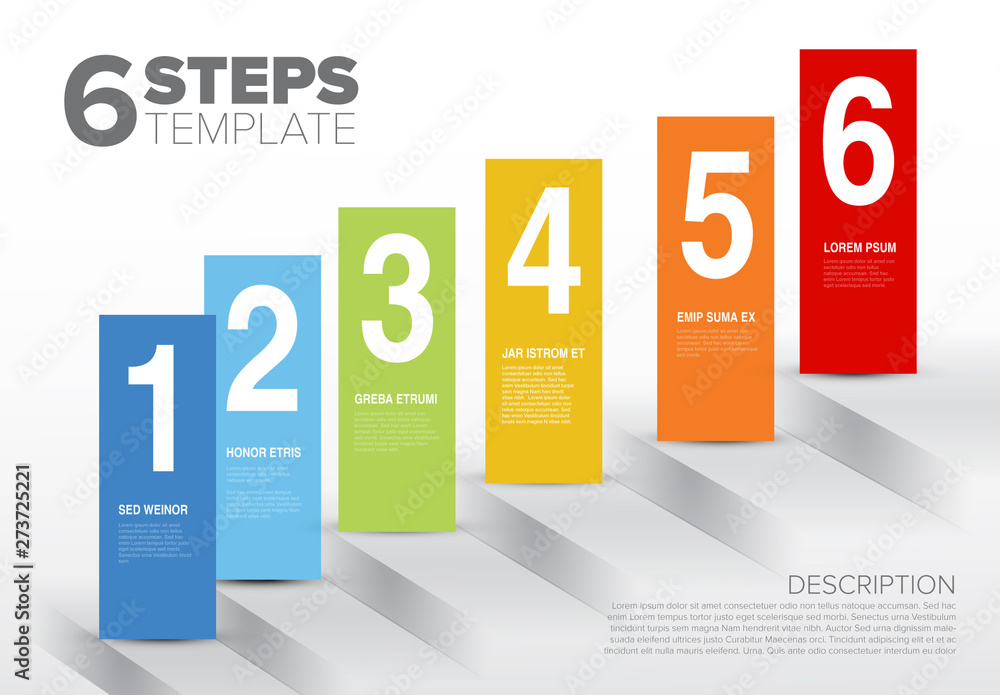 6 Step Informative Layout with Stairs Stock Template | Adobe Stock