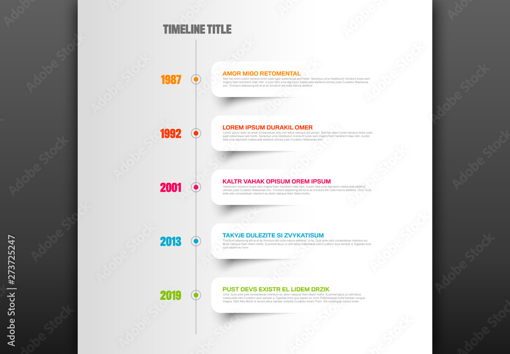 Light Informative Timeline Layout with Sticker Elements Stock Template ...