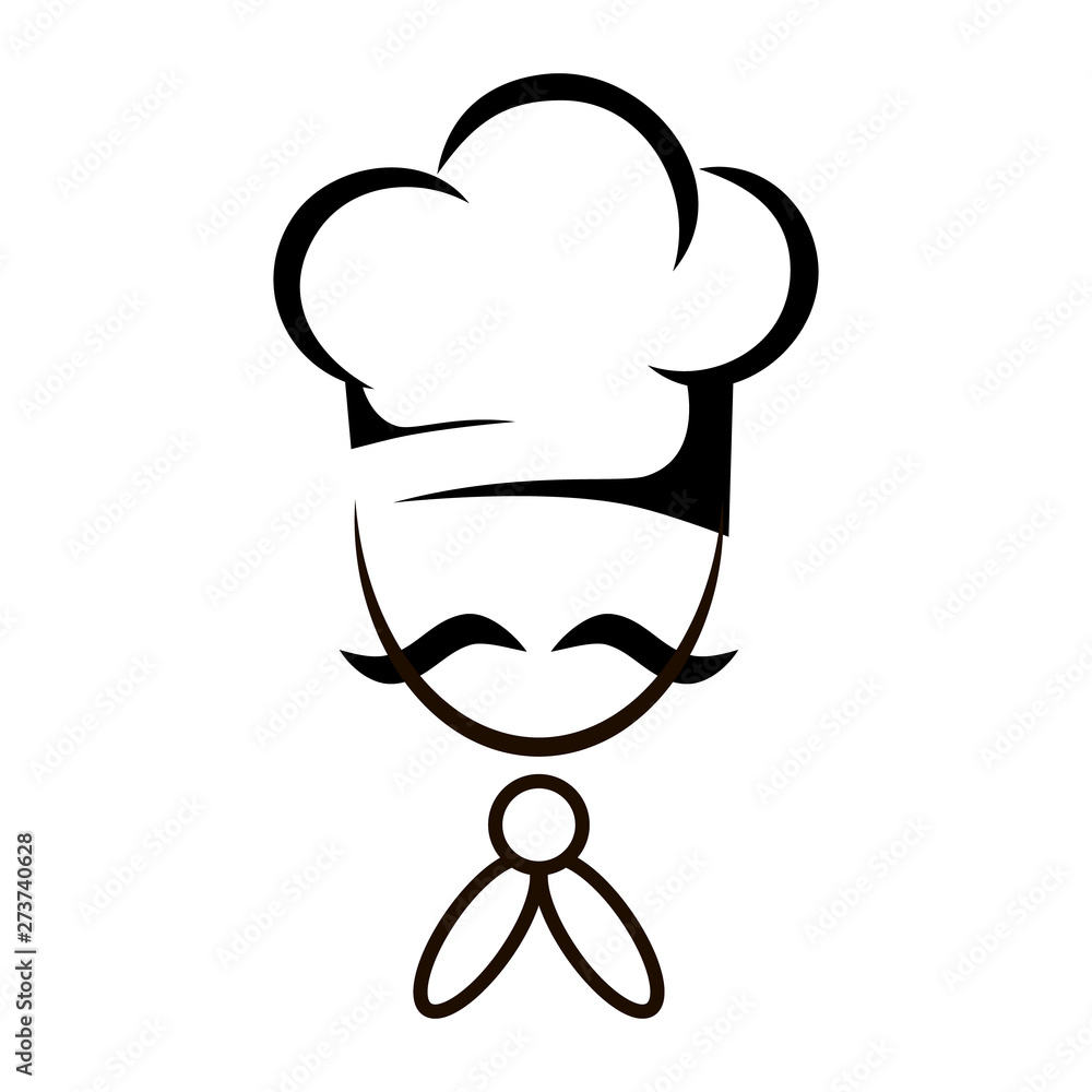 Hat chef. Outline kitchen icon. Black sign. Cap chef. Restaurant logo ...