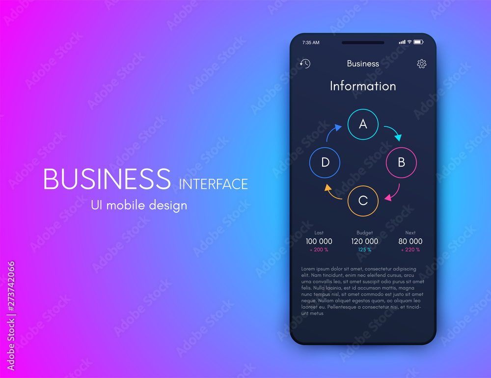 Vector graphics mobile infographics with four options. Template for ...