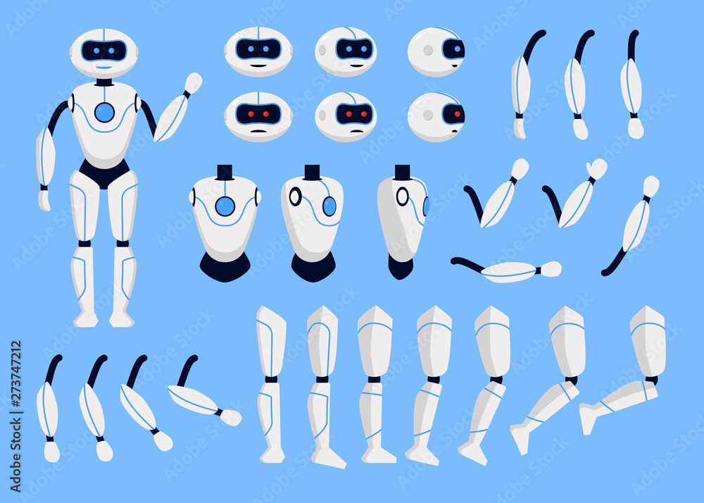Robot Animation Set on a Blue. Vector Stock Vector | Adobe Stock