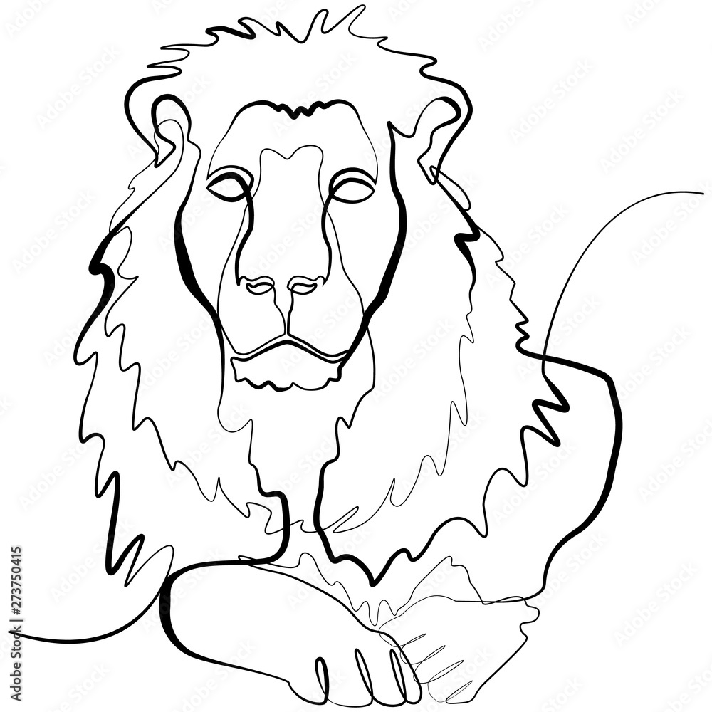 Lion one line drawing. Line Art Animal Vector Illustration Stock Vector ...
